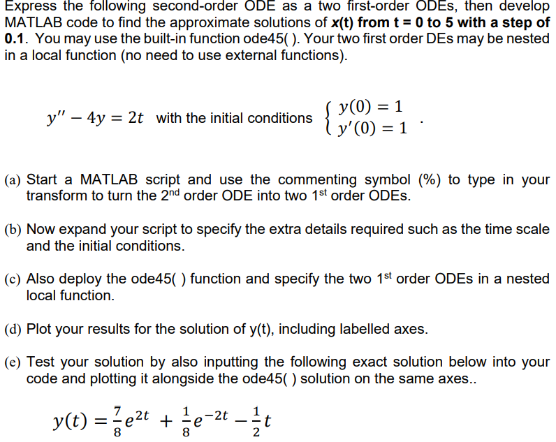 Solved Express the following second-order ODE as a two | Chegg.com