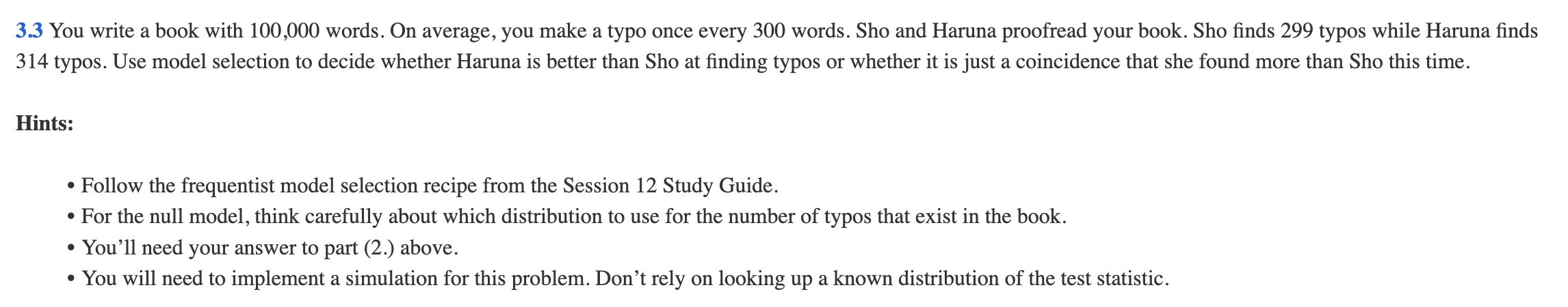 Solved 3.3 You write a book with 100,000 words. On average, | Chegg.com