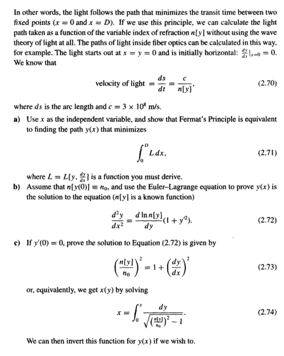 Fermat's Principle Problem 7: (Fermat's Principle and | Chegg.com