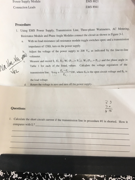 Solved Power Supply Module EMS 8821 Connection Leads EMS | Chegg.com
