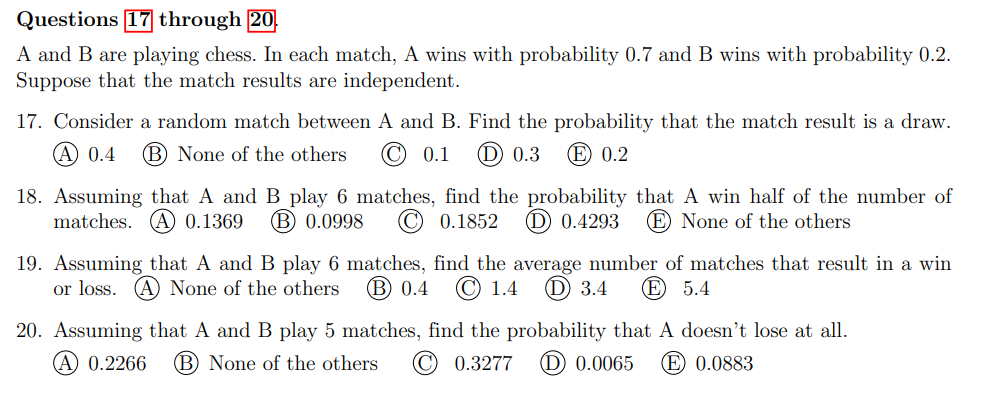 Solved A and B are playing chess. In each match, A wins with | Chegg.com
