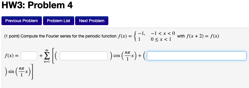 Solved HW3: Problem 4 Previous Problem Problem List Next | Chegg.com