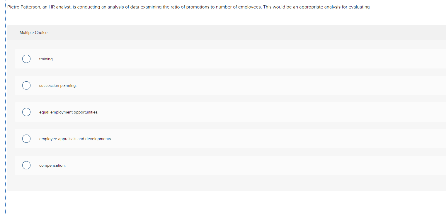 Solved Multiple Choice training. succession planning. equal | Chegg.com