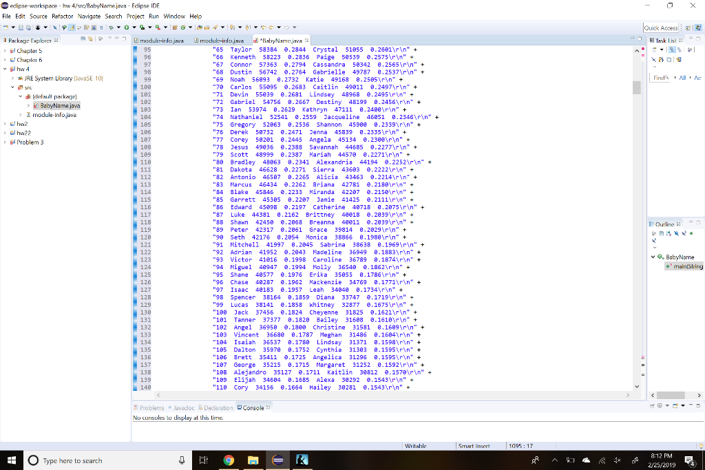 Solved edipse-workspace- hw 4/src/BabyName.java-Edipse IDR | Chegg.com
