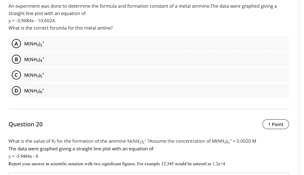 Solved An experiment was done to determine the formula and | Chegg.com