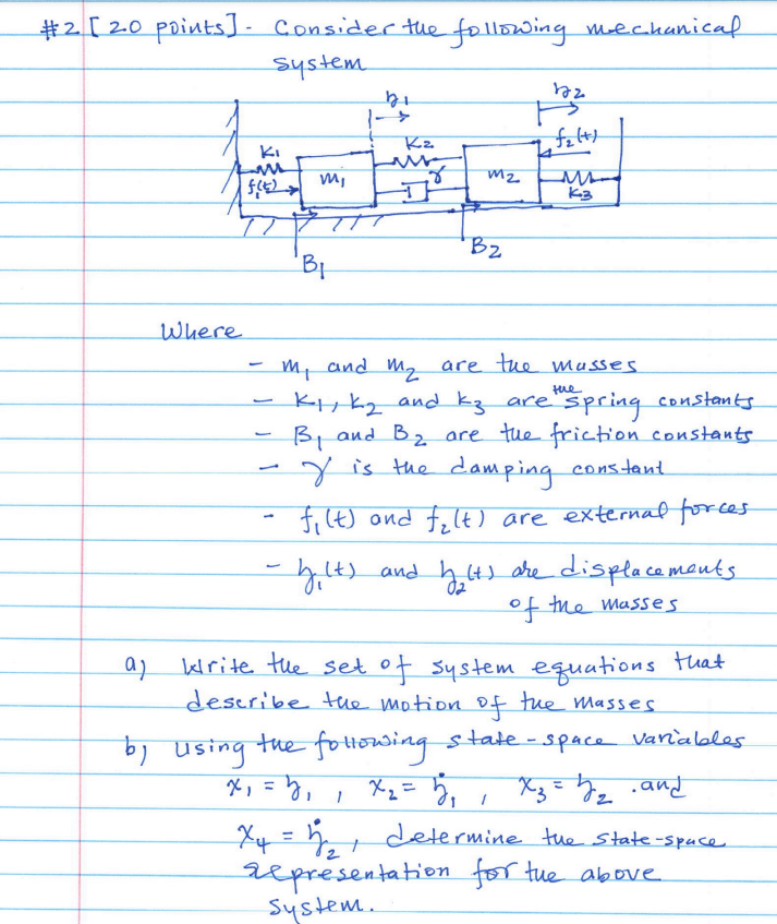 Solved \#2 [20 points] - Consider the following mechanical | Chegg.com