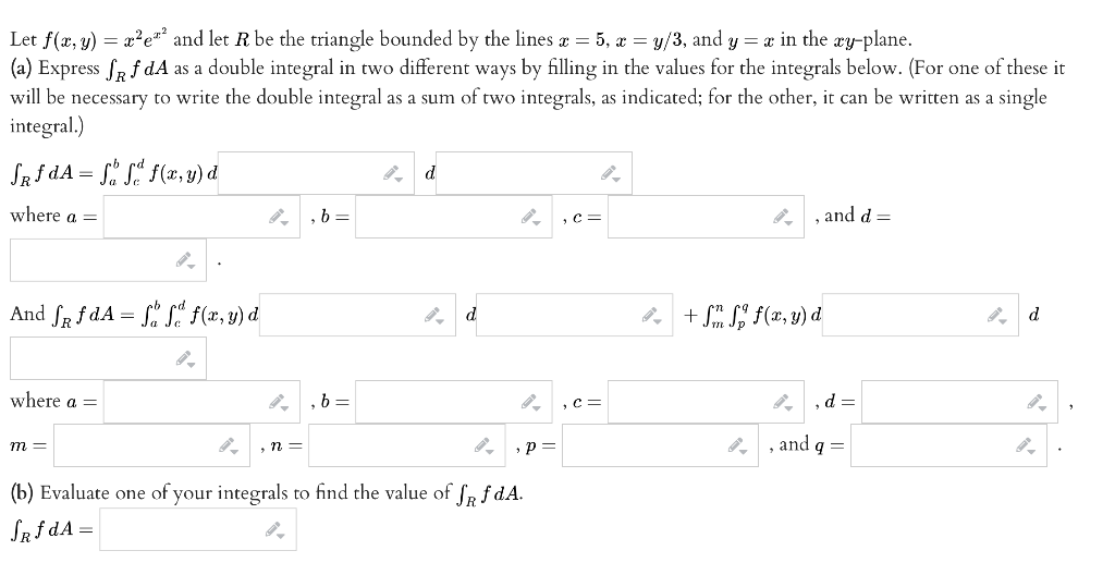 Solved Let F X Y X2ex2 And Let R Be The Triangle Bounded By