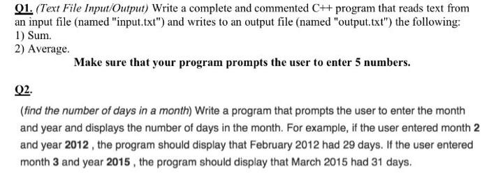 Solved 01 Text File Input Output Write A Complete And