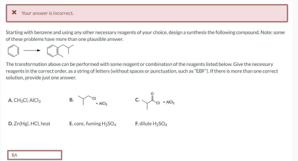 Solved Starting with benzene and using any other necessary | Chegg.com