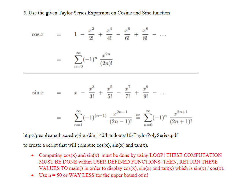 5. Use the given Taylor Series Expansion on Cosine | Chegg.com