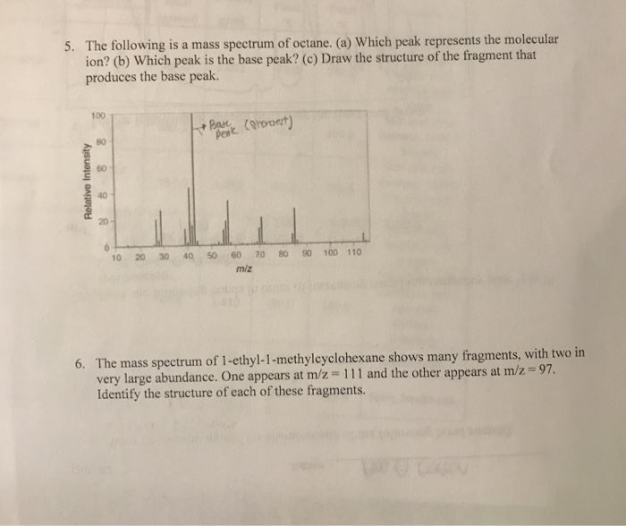 Solved 5. The following is a mass spectrum of octane. (a) | Chegg.com