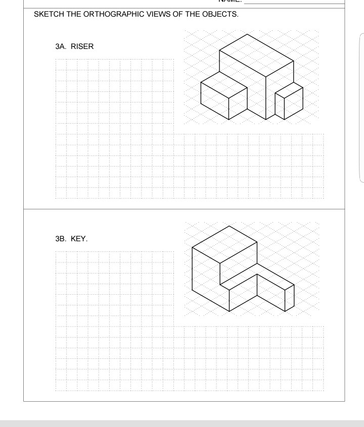 Solved SKETCH THE ORTHOGRAPHIC VIEWS OF THE OBJECTS. 3A. | Chegg.com