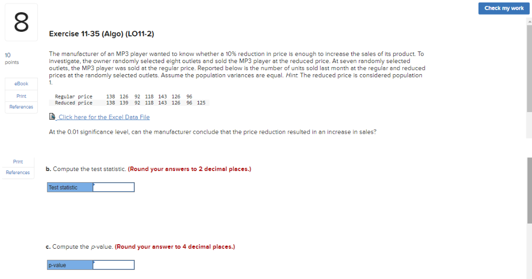 Solved Check my work 00 8 Exercise 11-35 (Algo) (LO11-2) 10 | Chegg.com