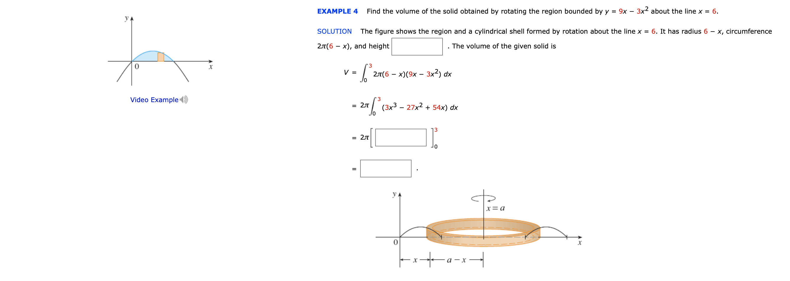 Solved EXAMPLE 4 Find the volume of the solid obtained by | Chegg.com