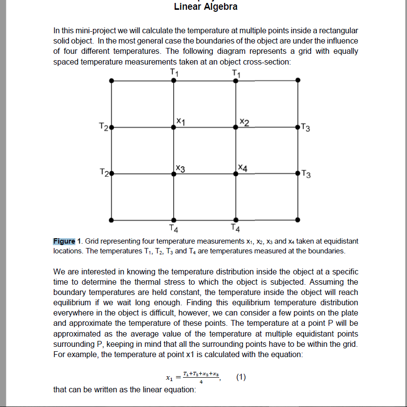 Linear Algebra In this mini-project welalculate the | Chegg.com