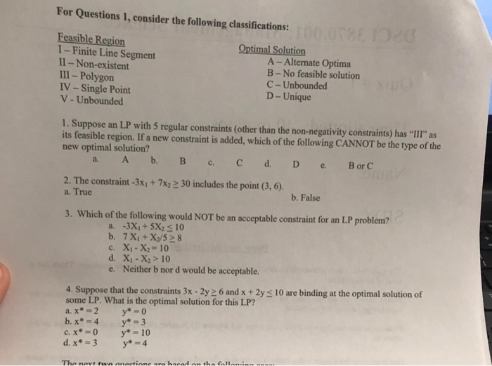 Solved For Questions 1, consider the following | Chegg.com
