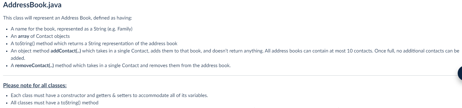Solved This class will represent an Address Book, defined as | Chegg.com