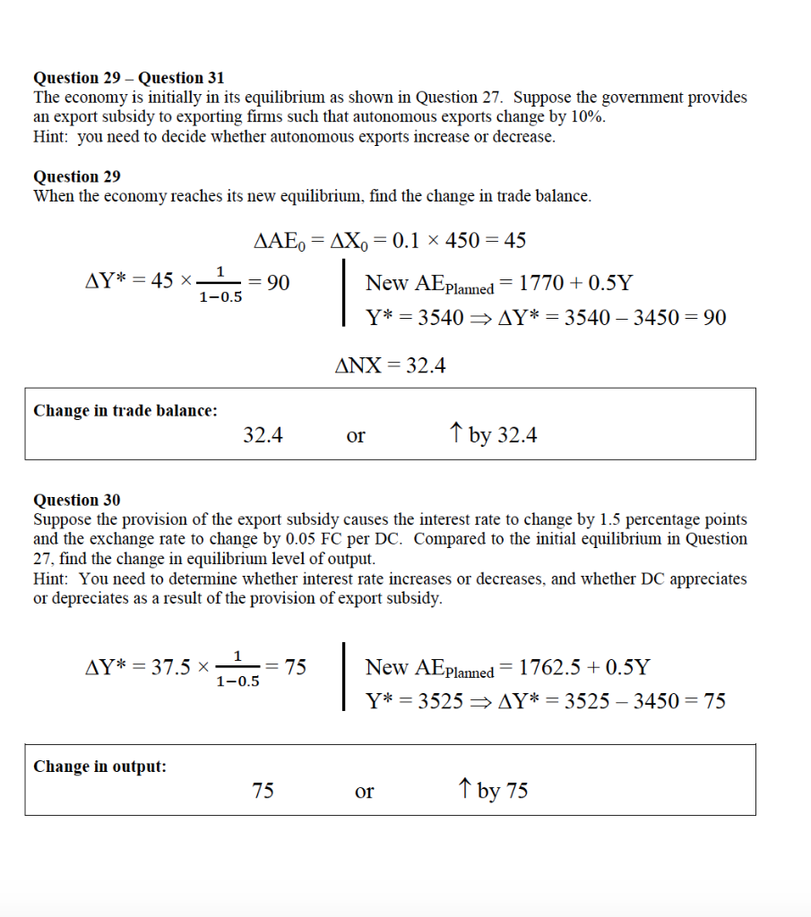 Solved Question 29 - Question 31 The economy is initially in | Chegg.com
