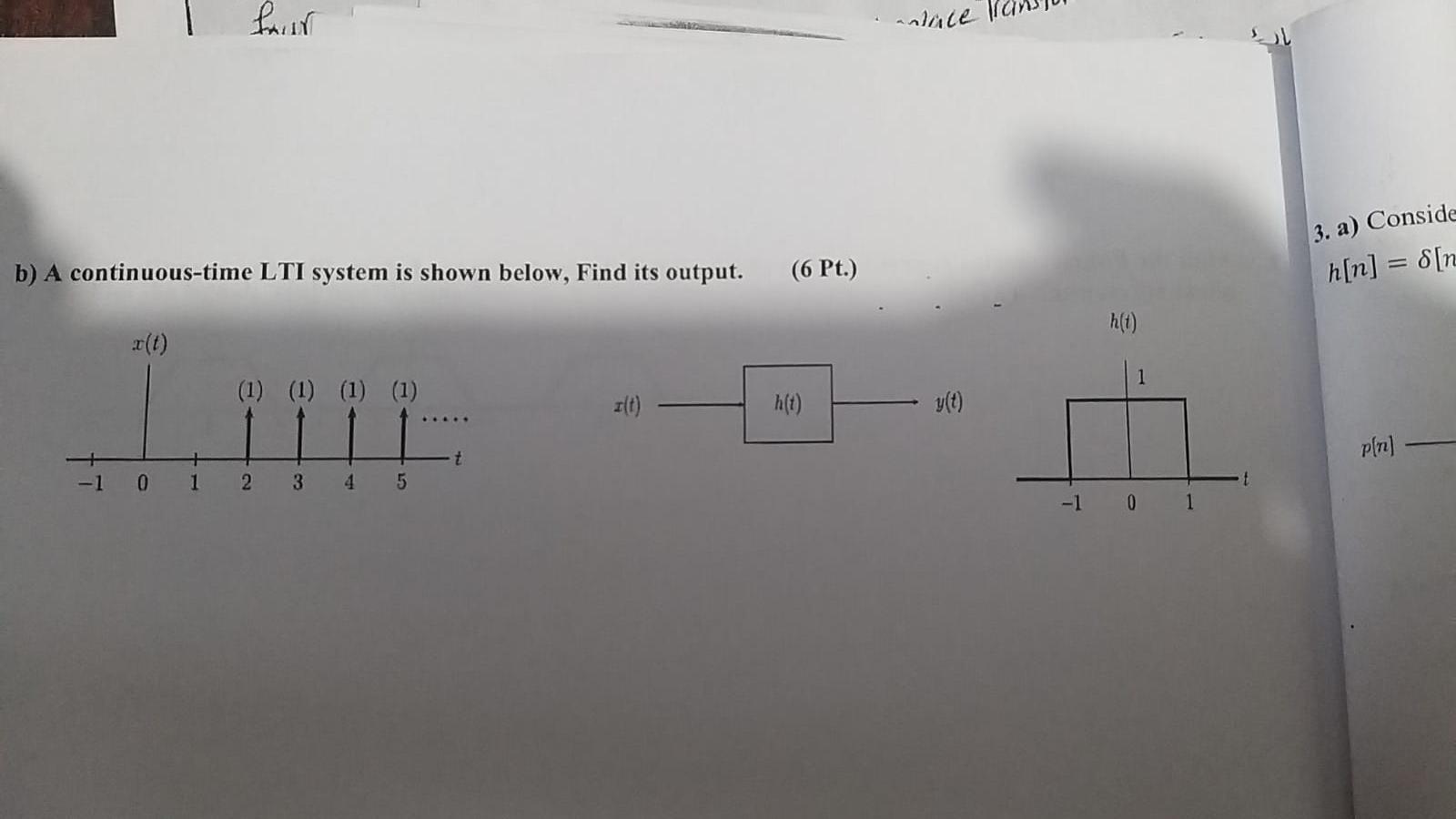 Solved haur anlace 3. a) Conside h[n] = a[n b) A | Chegg.com