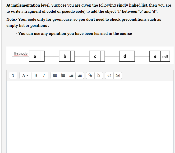 Solved At implementation level: Suppose you are given the | Chegg.com