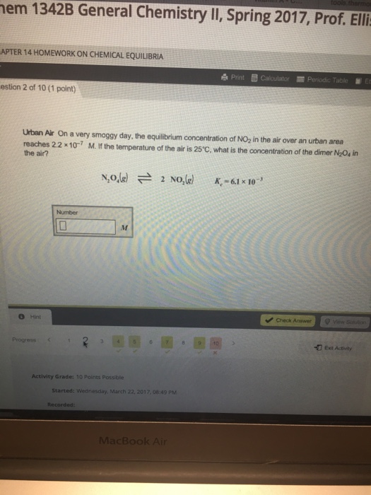 Solved hem General Chemistry ll, Spring 2017, Prof. Elli | Chegg.com