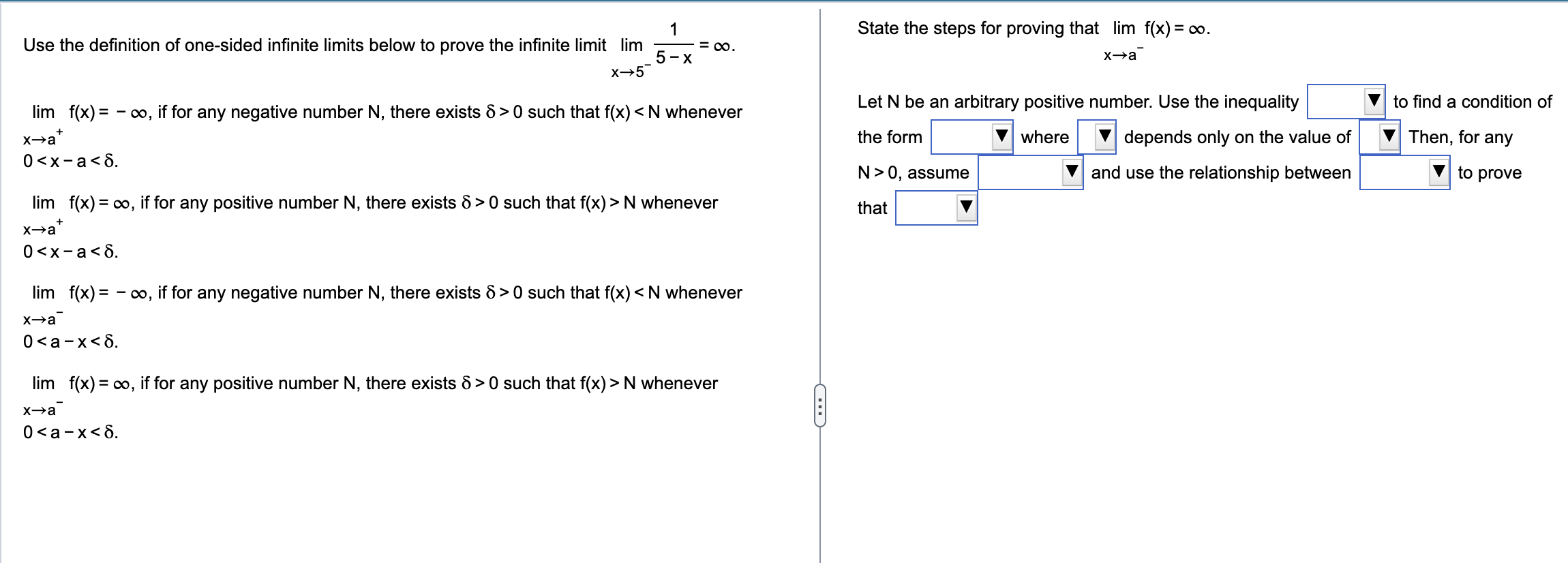 Solved State the steps for proving that lim?f(x)=∞.x→a-Let N | Chegg.com