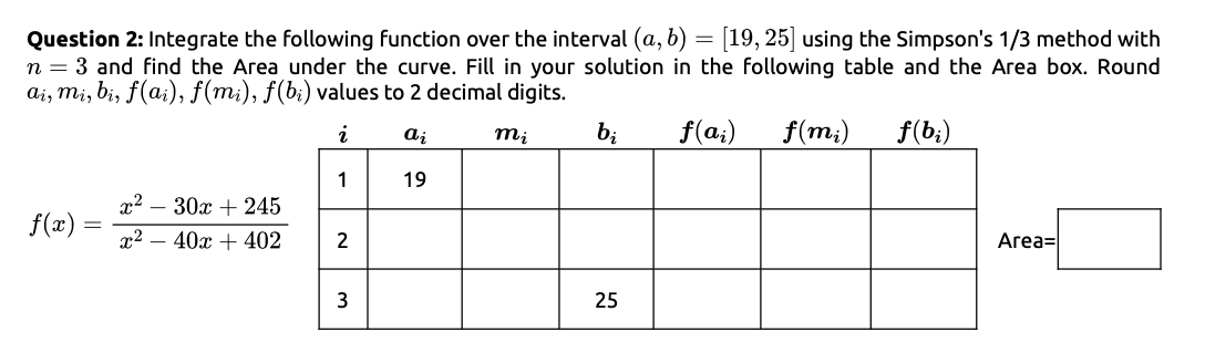 Solved Question 2: Integrate the following function over the | Chegg.com