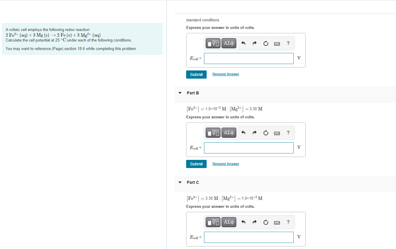 Solved standard conditions A voltaic cell employs the | Chegg.com