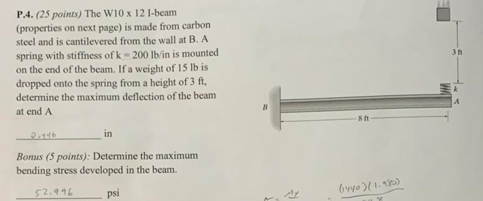 P.4. (25 points) The W10 12 I-beam (properties on | Chegg.com
