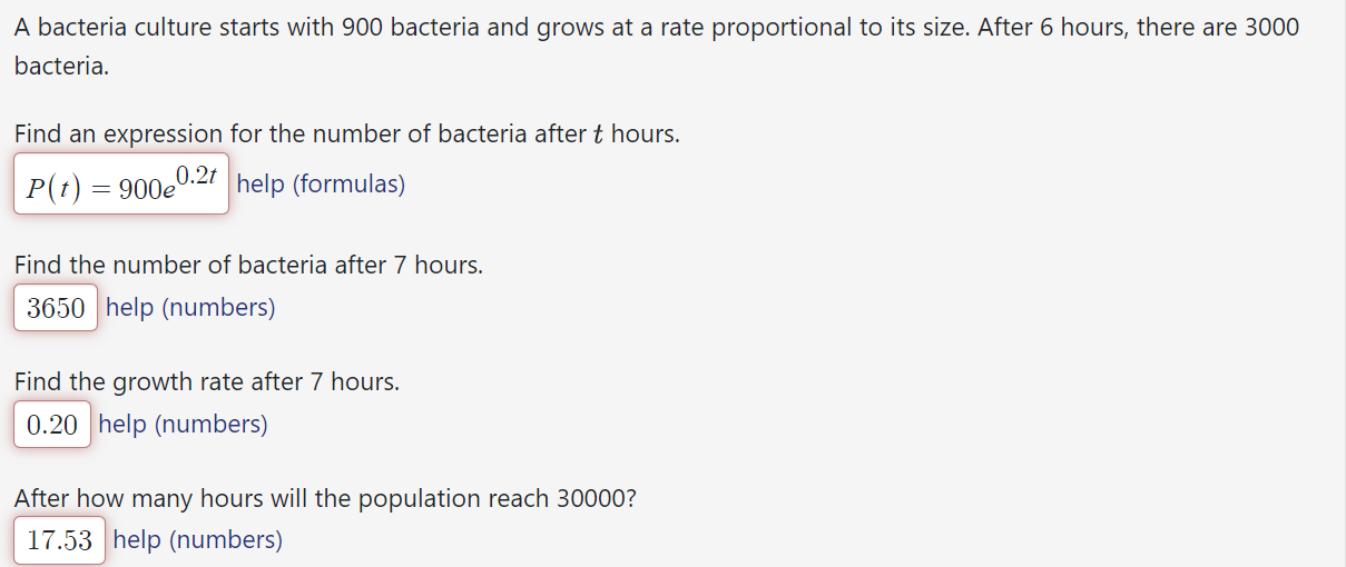 Solved A bacteria culture starts with 900 bacteria and grows | Chegg.com