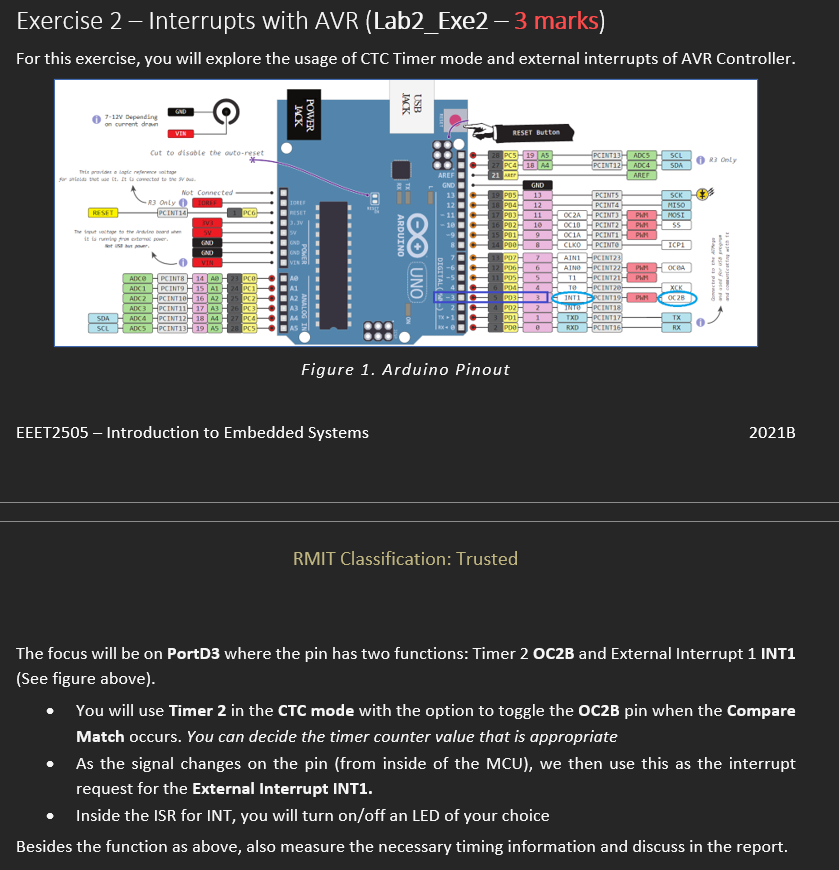 Exercise 2 – Interrupts with AVR (Lab2_Exe2 — 3 | Chegg.com