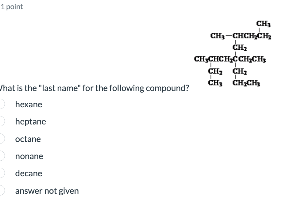 Solved 1 ﻿point/hat is the "last name" for the following | Chegg.com