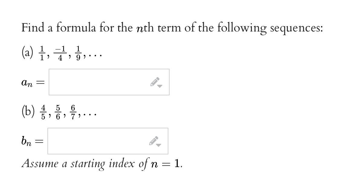 Solved Find a formula for the nth term of the following | Chegg.com