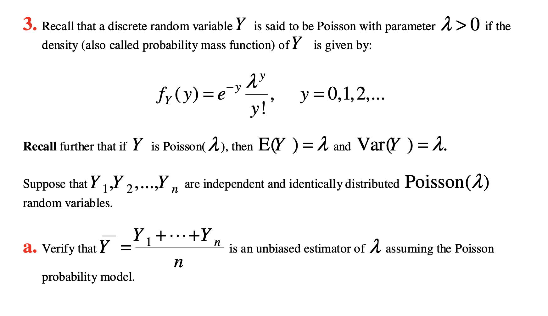 Solved 3. Recall that a discrete random variable Y is said | Chegg.com