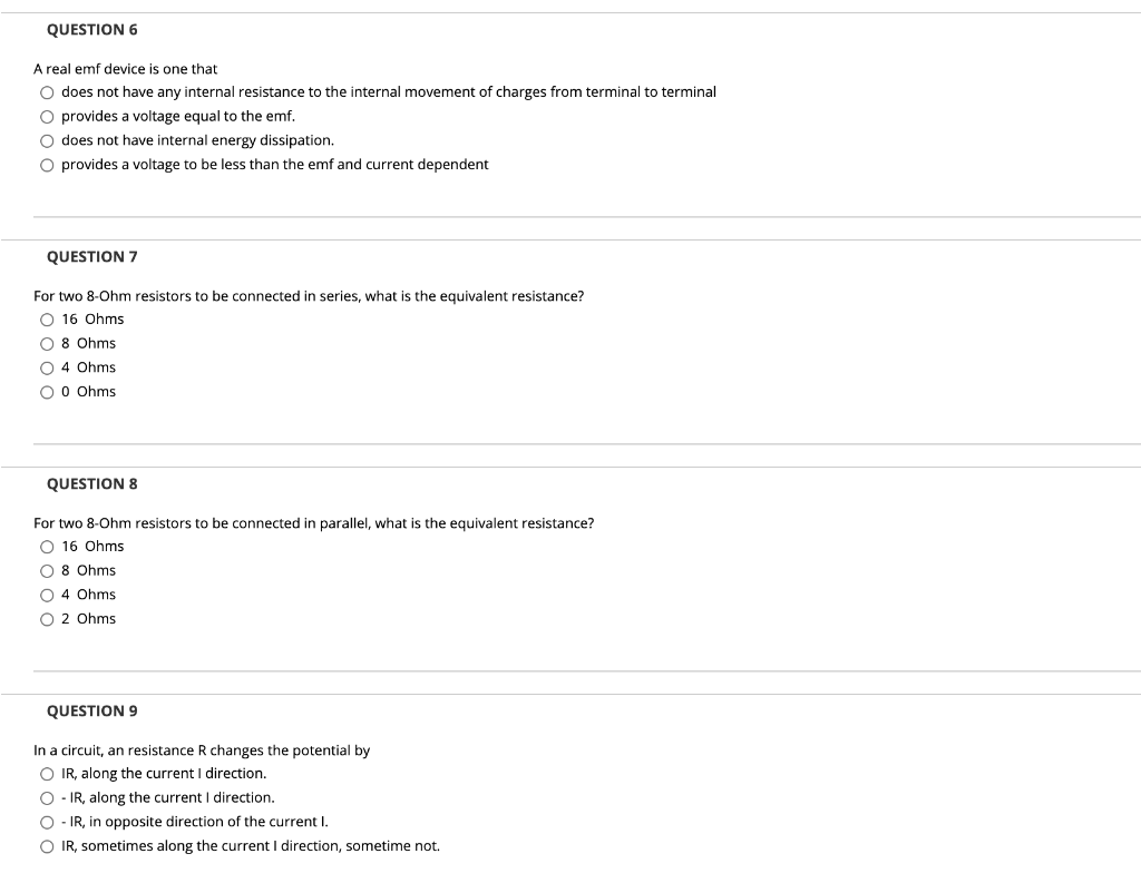 Solved QUESTION 6 A real emf device is one that does not | Chegg.com