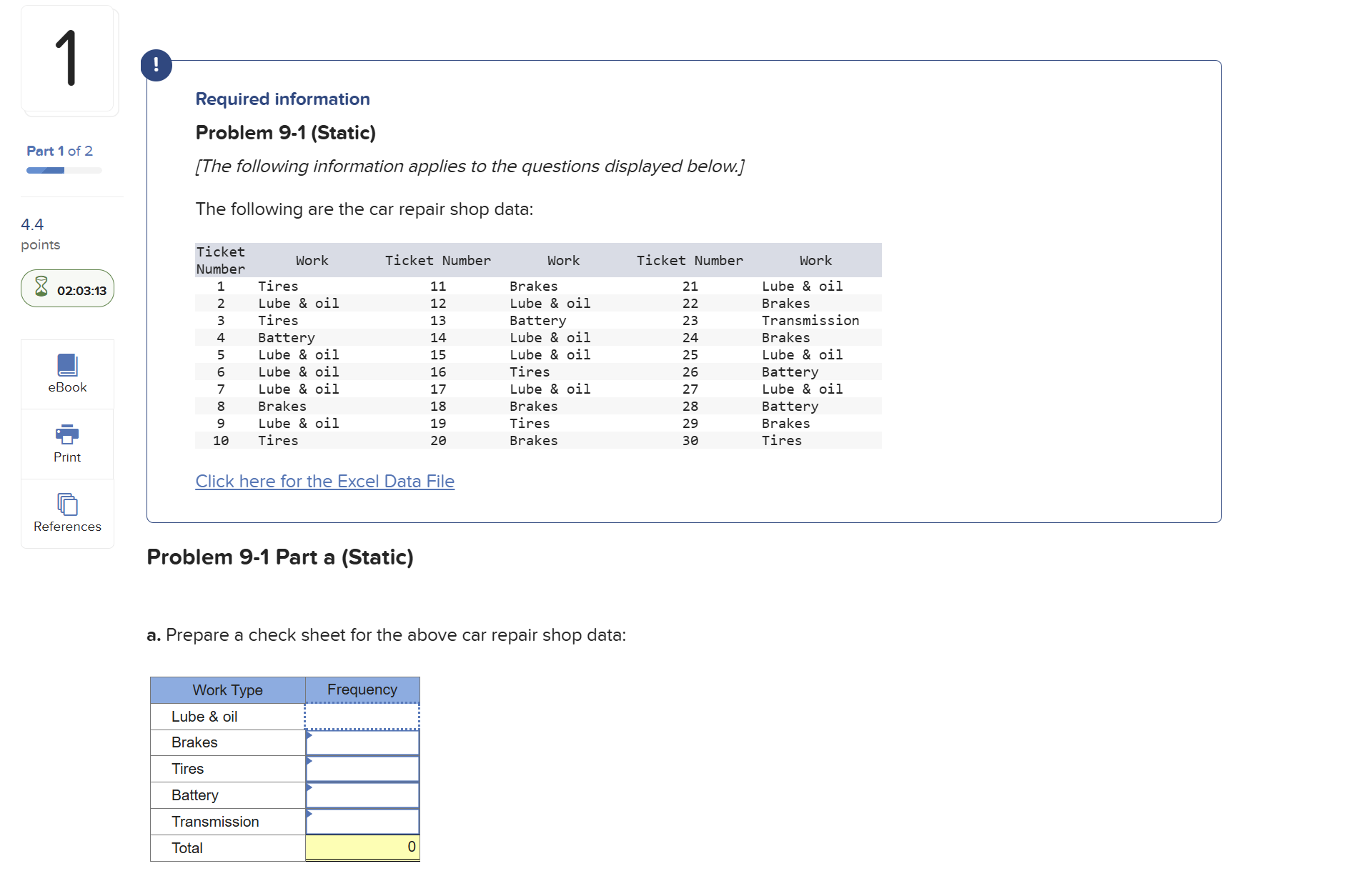 Solved Required informationProblem 9-1 (Static)[The | Chegg.com