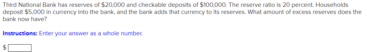 Solved Suppose that Serendipity Bank has excess reserves of | Chegg.com