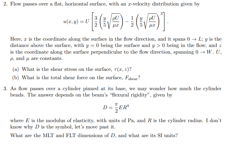 Solved Flow passes over a flat, horizontal surface, with an | Chegg.com