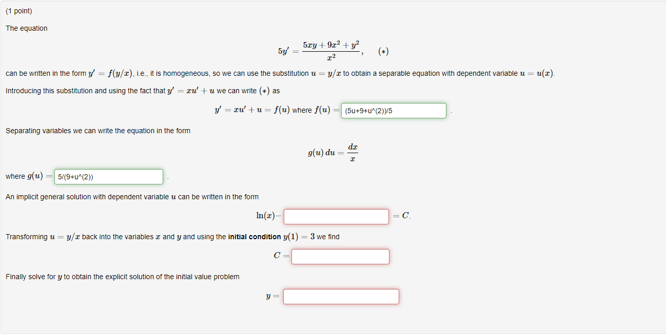 Solved The equation 5y′=x25xy+9x2+y2,(∗) can be written in | Chegg.com