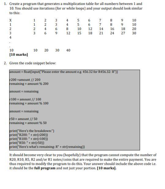 Solved 1. Create a program that generates a multiplication | Chegg.com