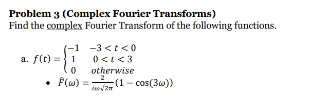 Solved Problem 3 (Complex Fourier Transforms) Find the | Chegg.com
