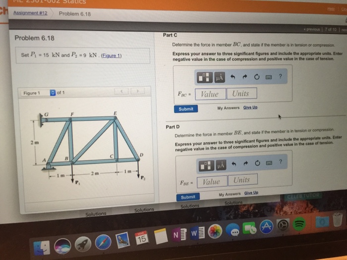 Solved ME 2301-002 Statics Assignment 12 Problem 6.18 | Chegg.com Solved ME 2301-002 Statics Assignment 12 Problem 6.18 | Chegg.com