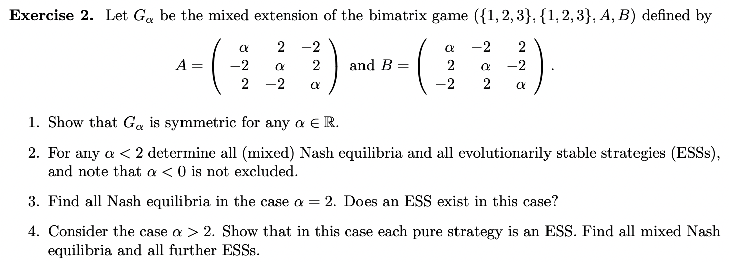 Solved Exercise 2. Let Go be the mixed extension of the | Chegg.com