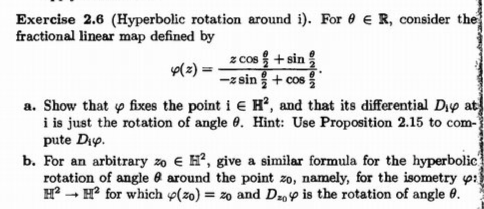 Exercise 2.6 (Hyperbolic rotation around i). For θ∈R, | Chegg.com