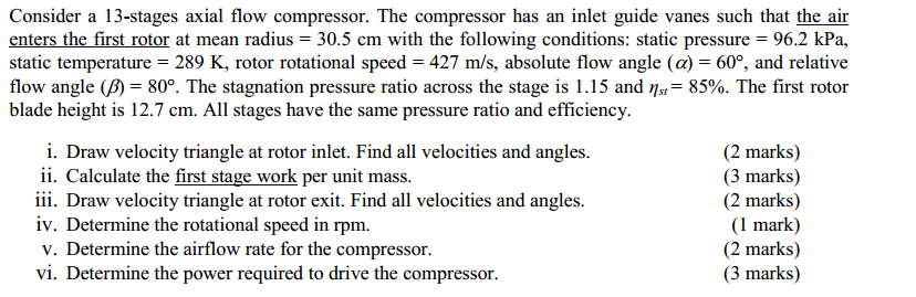 Consider a 13-stages axial flow compressor. The | Chegg.com
