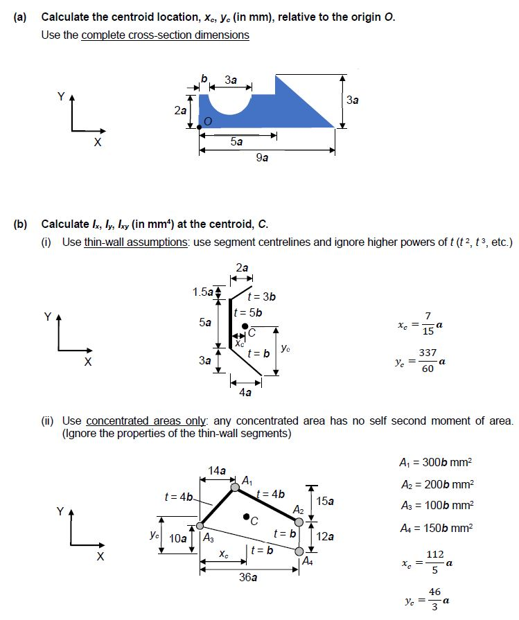 Solved (a) Calculate the centroid location, Xc, ya (in mm), | Chegg.com