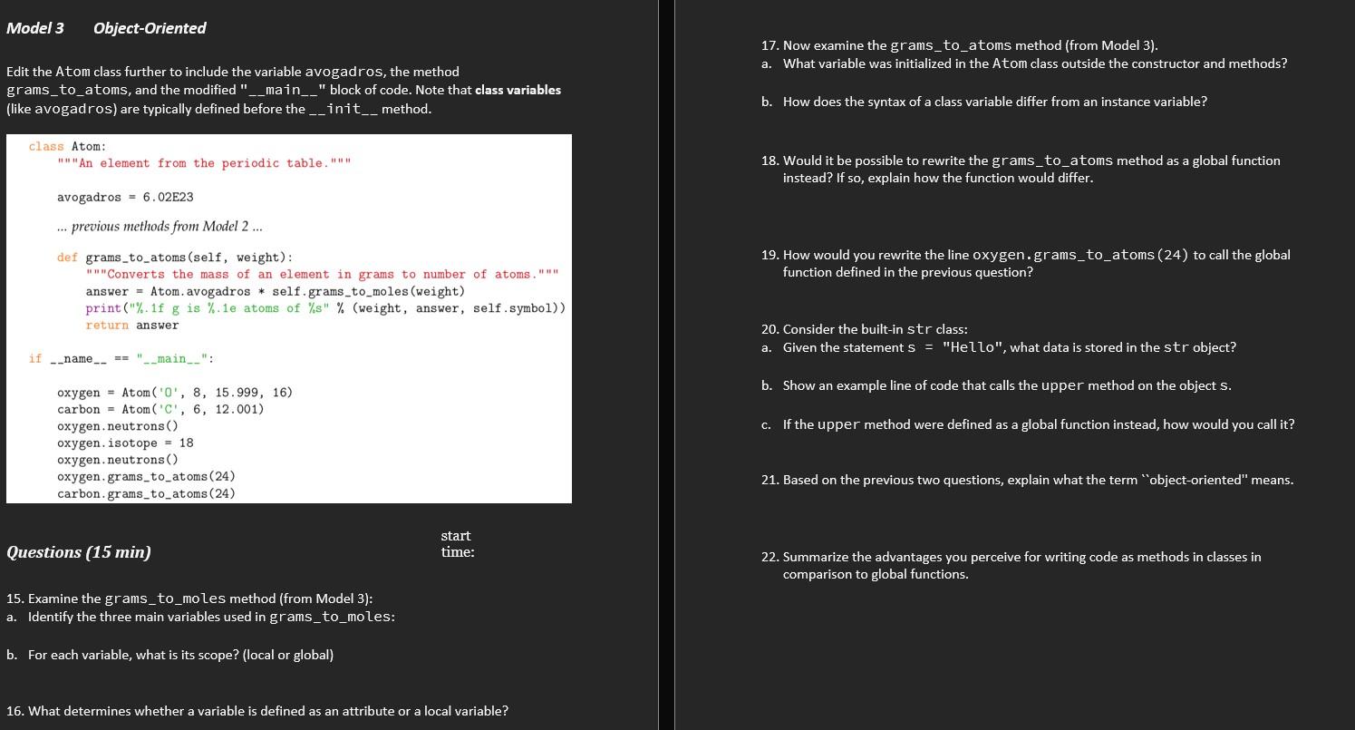 Solved Model 3 Object-Oriented 17. Now examine the | Chegg.com