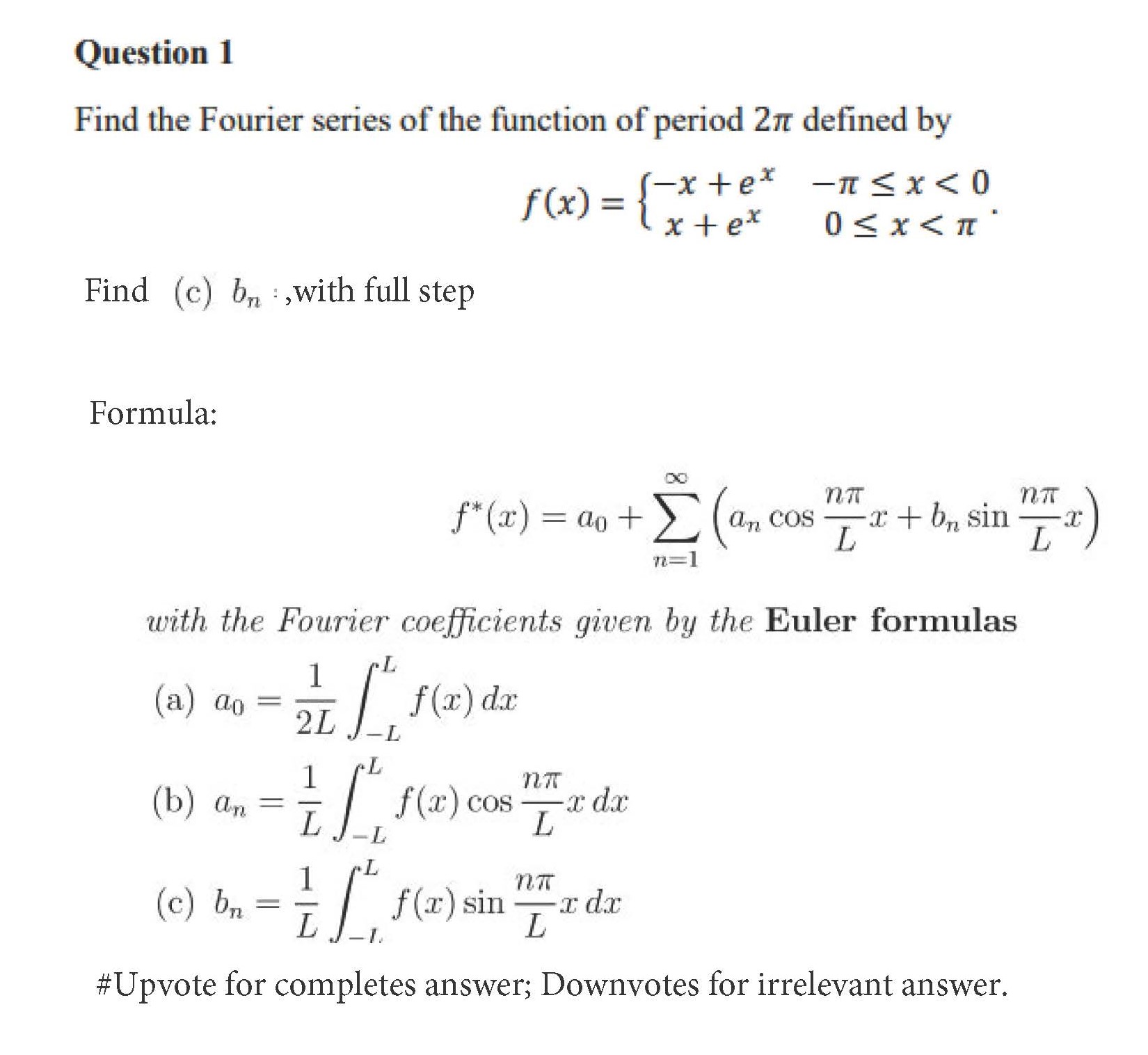 Solved Find the Fourier series of the function of period \\( | Chegg.com