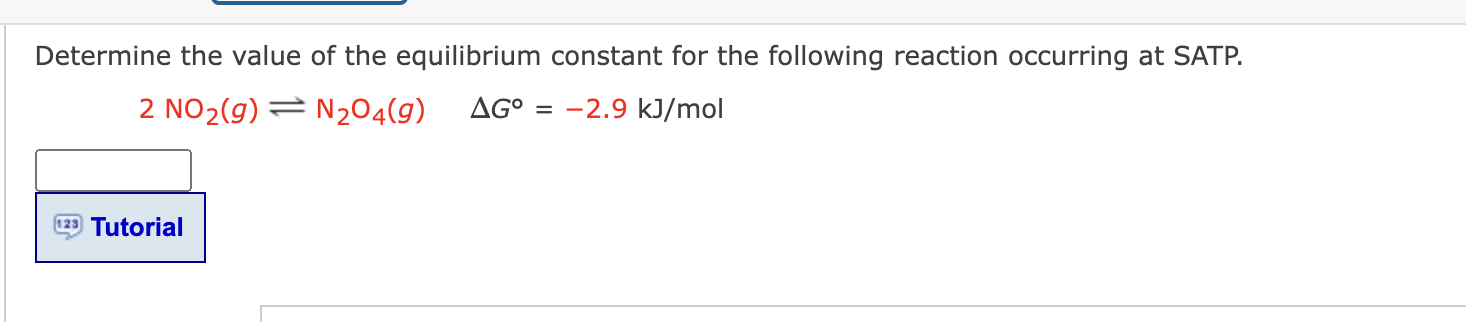 [Solved]: Determine the value of the equilibrium constant fo