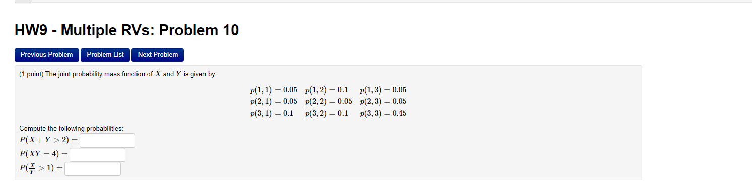 Solved HW9 - Multiple RVs: Problem 10 Previous Problem | Chegg.com